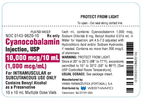 CYANOCOBALAMIN INJ 10000MCG MDV 10X10 ML - HIKMA PHARMACEUTICALS USA INC
