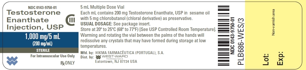 TESTOSTERONE ENANTH 200MG/ML VL 5ML - HIKMA PHARMACEUTICALS USA INC