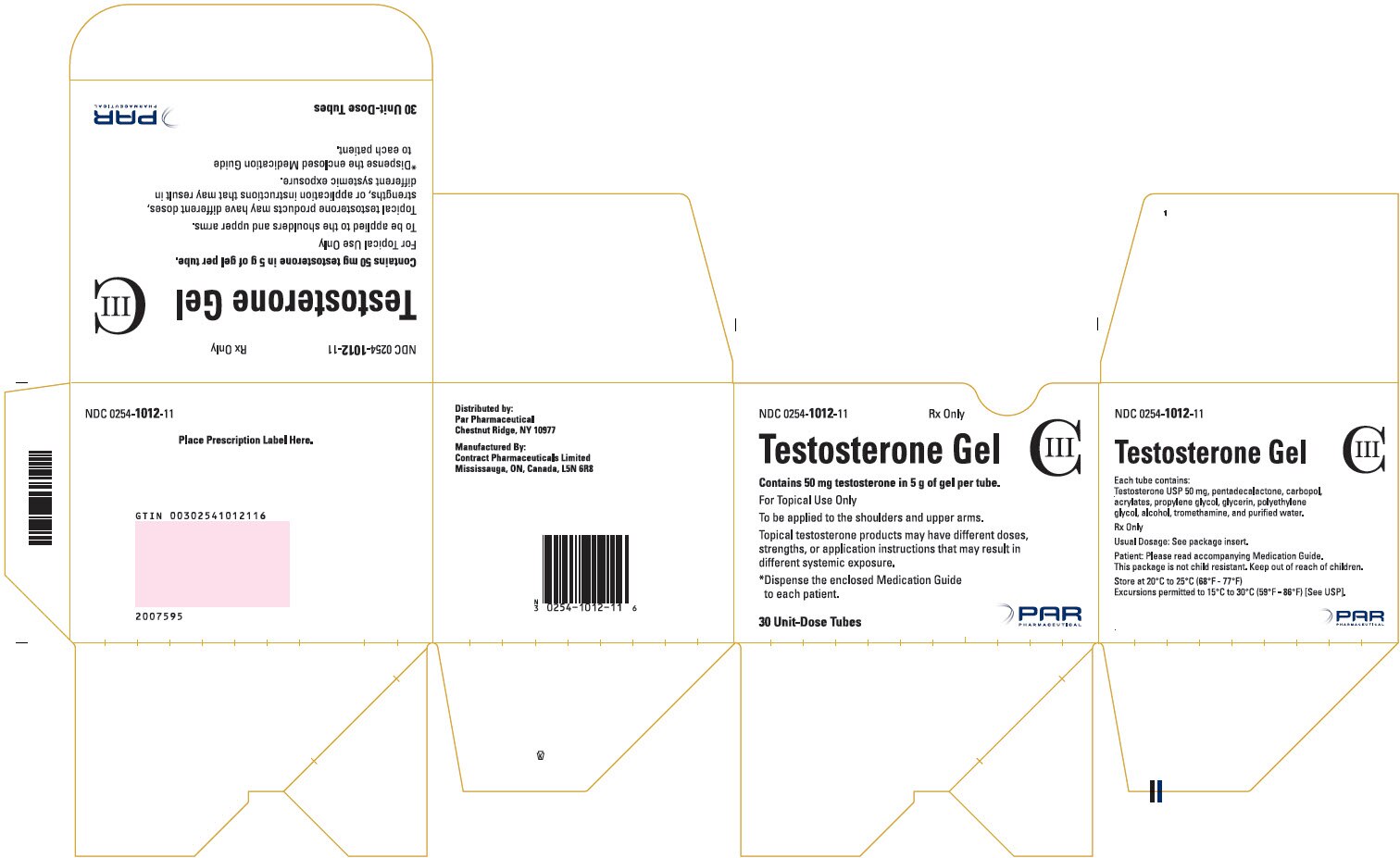TESTOSTERONE 50MG GEL 30X5GM UD - ENDO USA, INC.