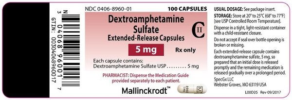DEXTROAMPHTMINE SUL 5MG ER CAP 100 - SPECGX LLC