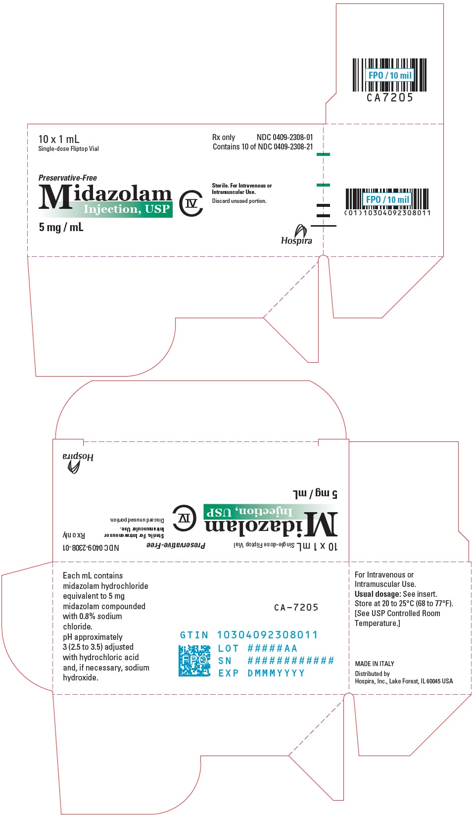 MIDAZOLAM PF 5MG/ML VL 10X1ML - PFIZER PHARM