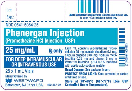PHENERGAN 25MG-ML VL 25X1ML - HIKMA PHARMACEUTICALS USA INC