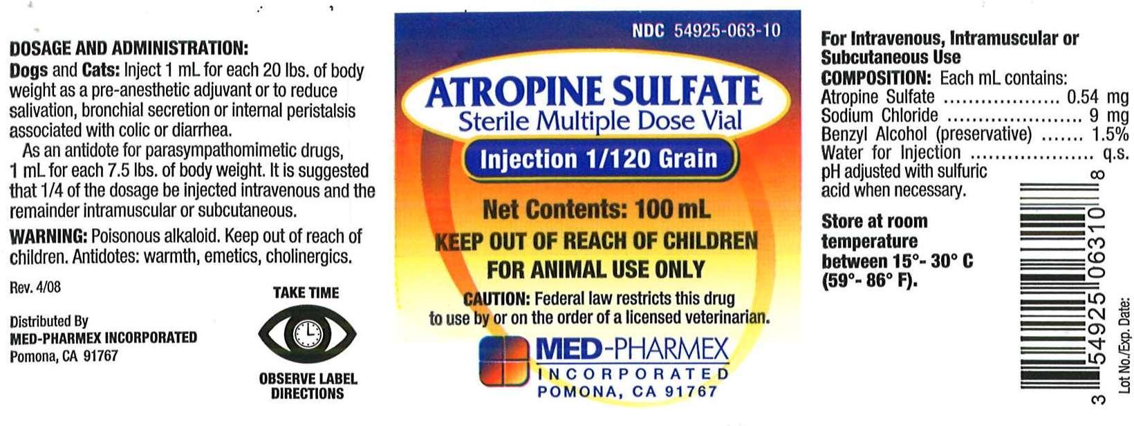 ATROPINE SULFATE 1/120GR MDV 100ML - MED-PHARMEX