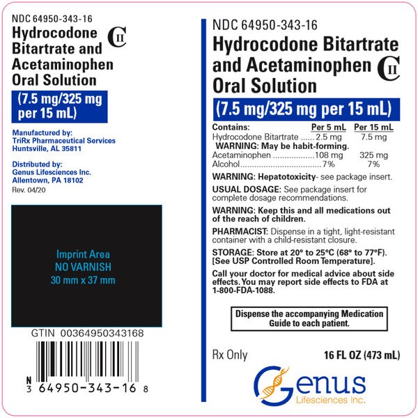 HYDROCOD/ACET 7.5/325 MG/15ML SOL 473ML - GENUS LIFESCIENCES INC