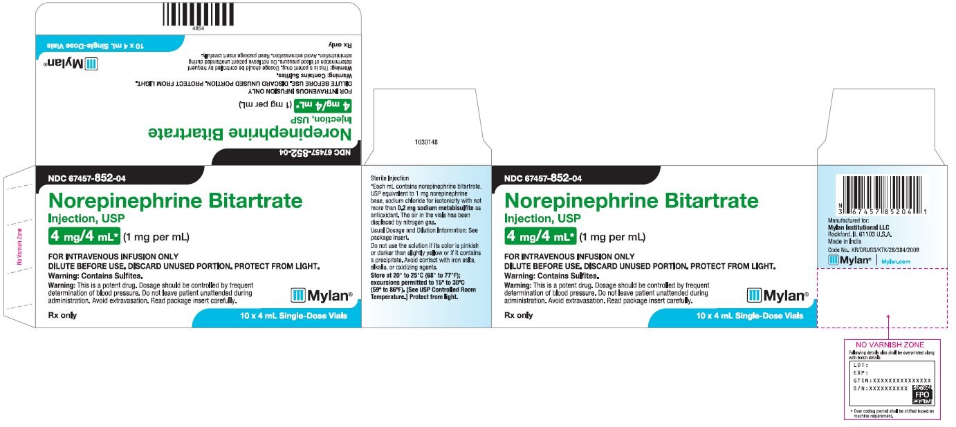 NOREPINEPHRINE BIT 4MG SDV 10X4ML - MYLAN INSTITUTIONAL