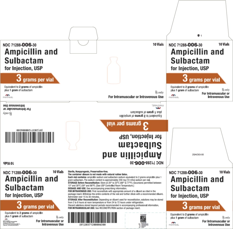 AMPICILL/SULBACT 3GM VL 10X30 ML - MEITHEAL PHARMACEUTICALS INC