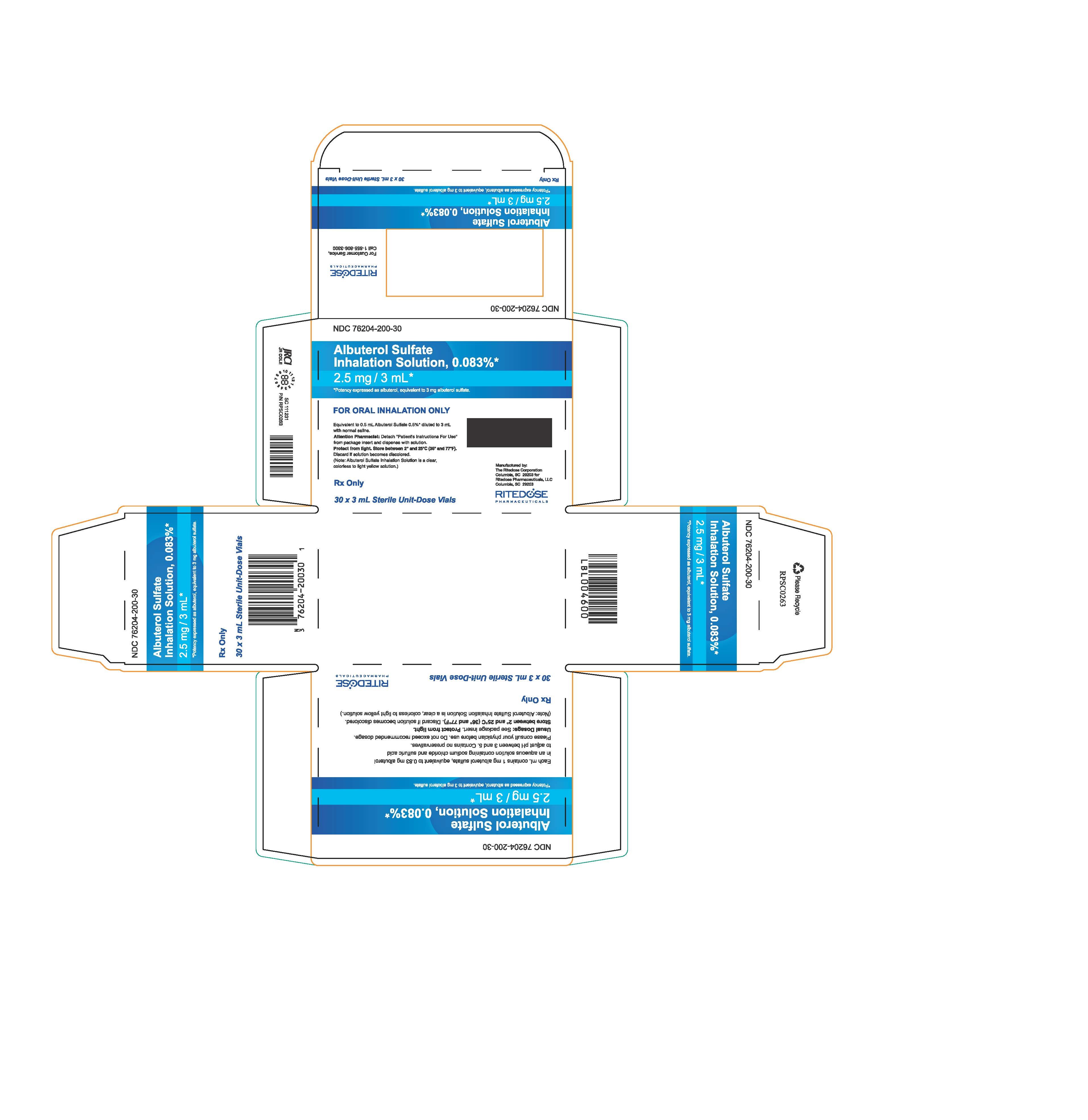 ALBUTEROL SULF 0.083% INH 30X3ML - RITEDOSE PHARMACEUTICALS LLC